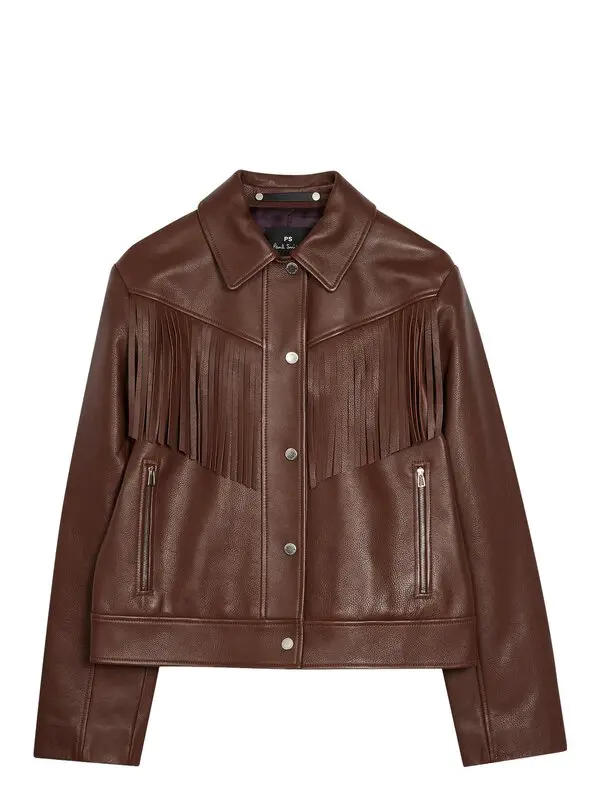 Paul Smith Leather Fringe Jacket - Brown