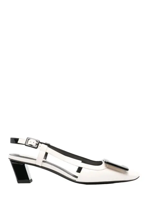 ROGER VIVIER Belle Vivier Leather Slingback Pumps - White