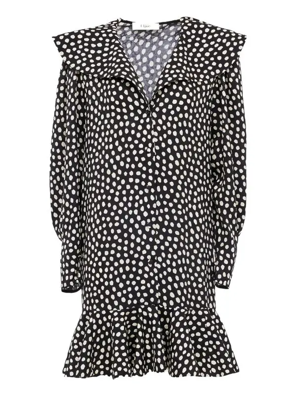 Chloé Dotted Silk Dress - Black