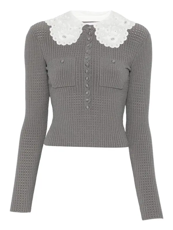 SELF-PORTRAIT Collar-detail Sweater - Grey