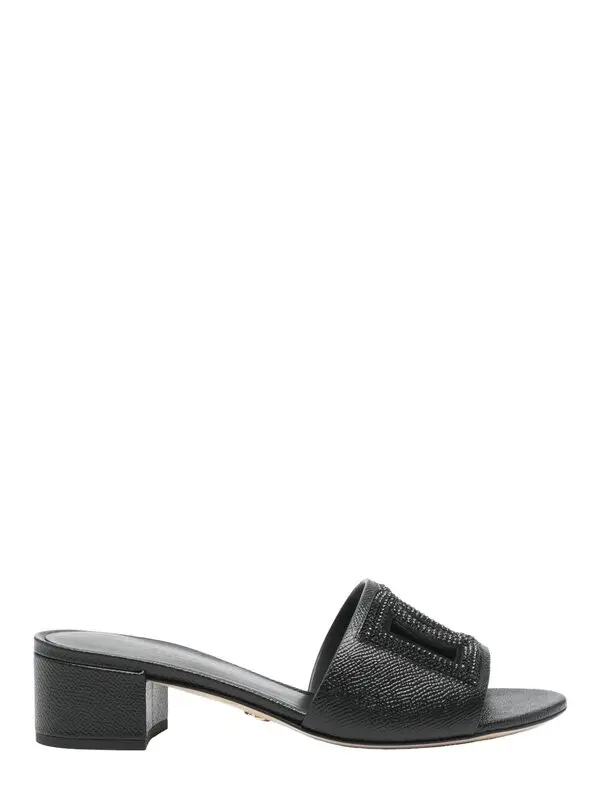 Dolce & Gabbana Dg Logo Leather Sandals - Black