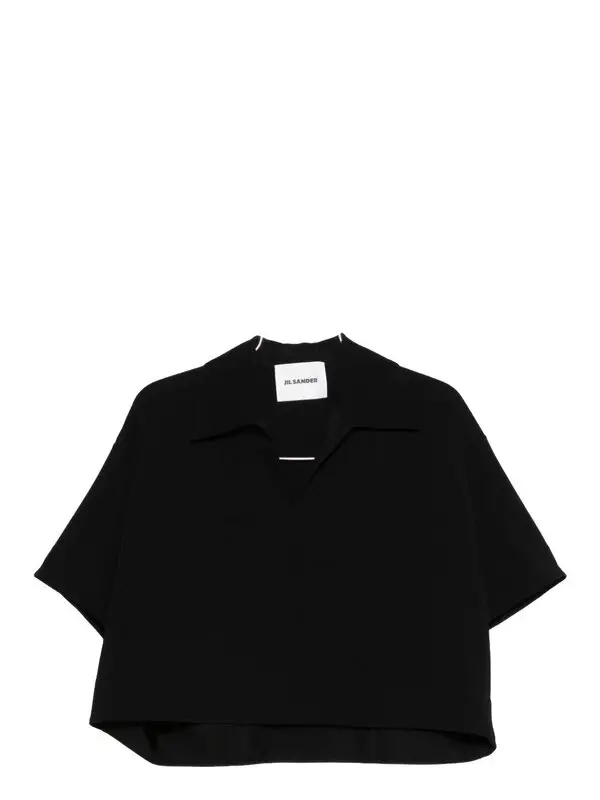 JIL SANDER Cropped Polo Shirt - Black