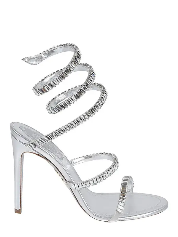 Rene Caovilla Cleo Spark Rhinestone Sandals - Silver