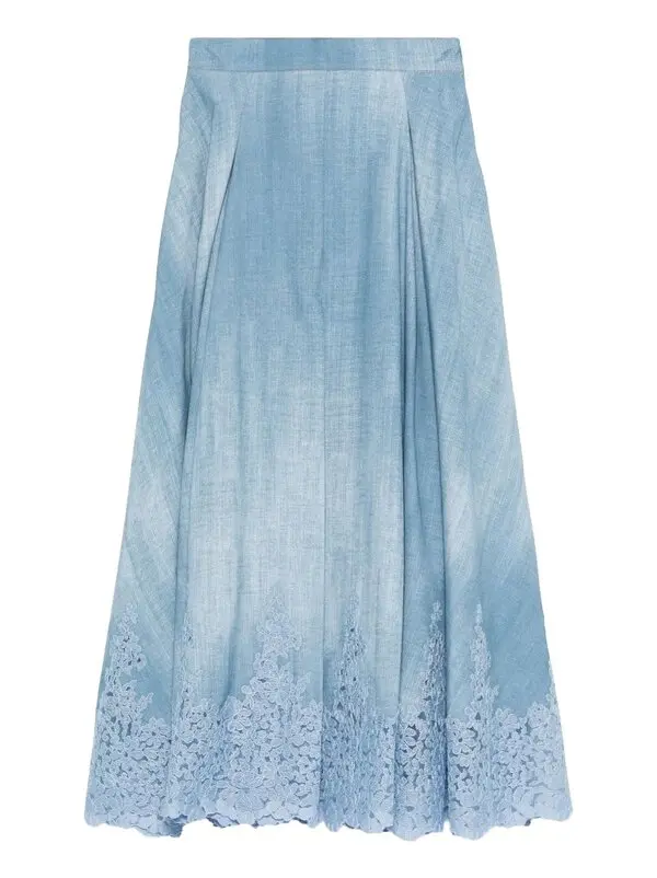 Ermanno Scervino Embroidered Long Skirt - Sky Blue