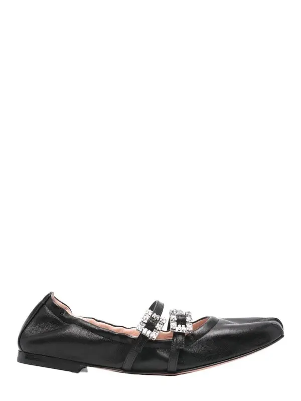 ROGER VIVIER Mini Strap Strass Leather Ballet Flats - Black