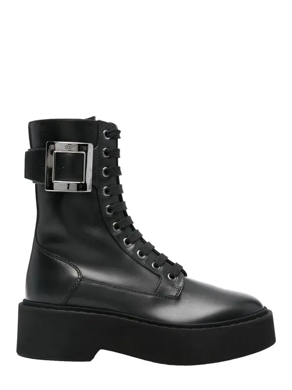 ROGER VIVIER Viv Rangers Leather Boots - Black