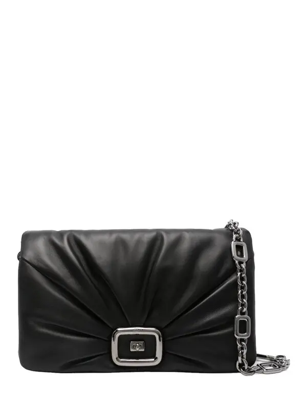ROGER VIVIER Viv' Choc Leather Clutch - Black
