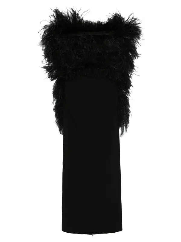 Sportmax Feathered Midi Dress - Black