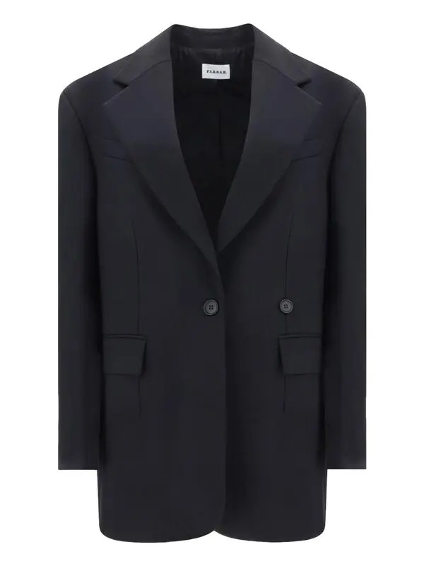 PAROSH Wool Single-breasted Blazer Jacket - Black