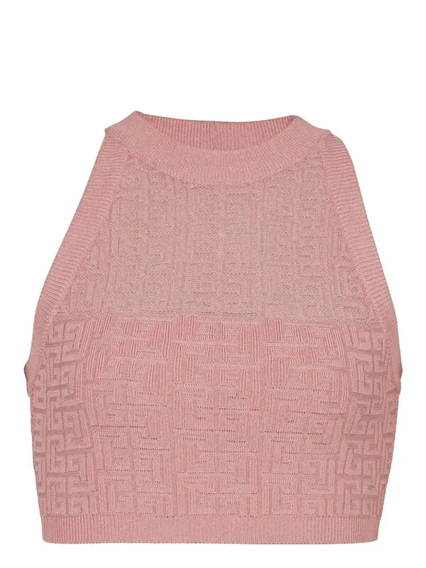 Balmain Monogram Halterneck Top - Pink