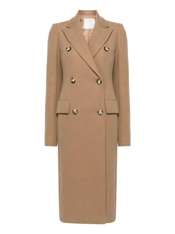 Sportmax Wool Double-breasted Coat - Beige