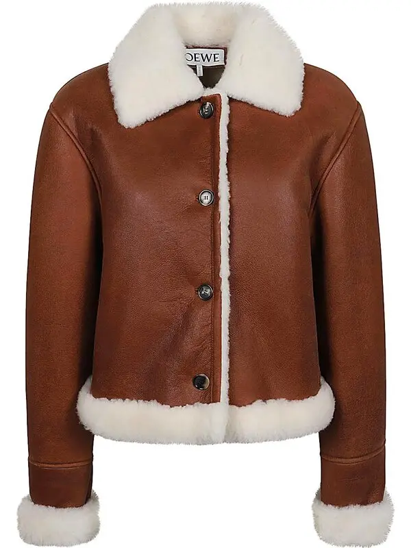 Loewe Shearling Leather Jacket - Brown