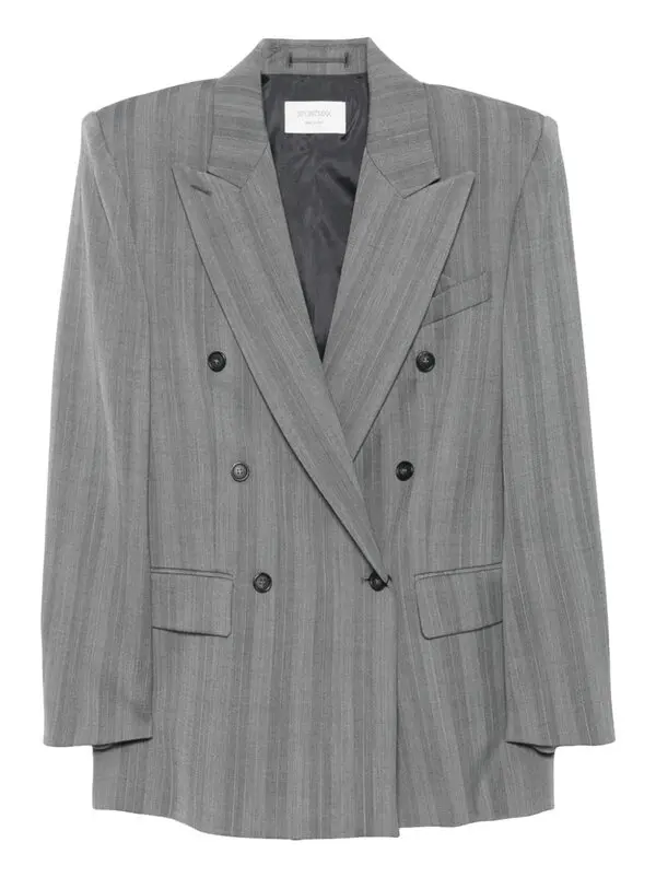 Sportmax Wool Double-breasted Jacket - Grey