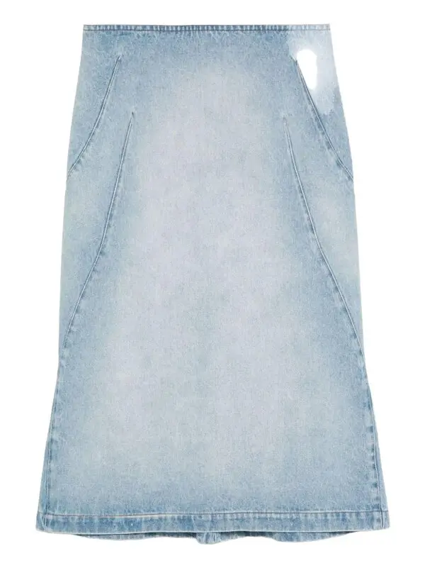 Dries Van Noten Denim Midi Flared Hem Skirt - Sky Blue