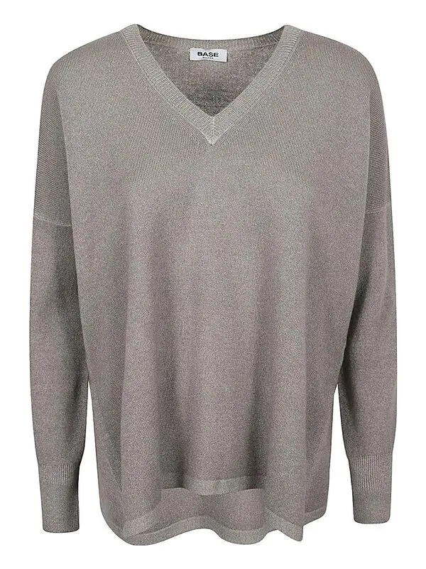 BASE Wool V-neck Sweater - Grey