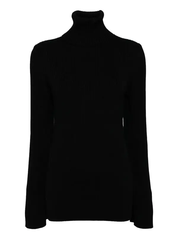 Junya Watanabe Ribbed Wool Turtleneck Sweater - Black