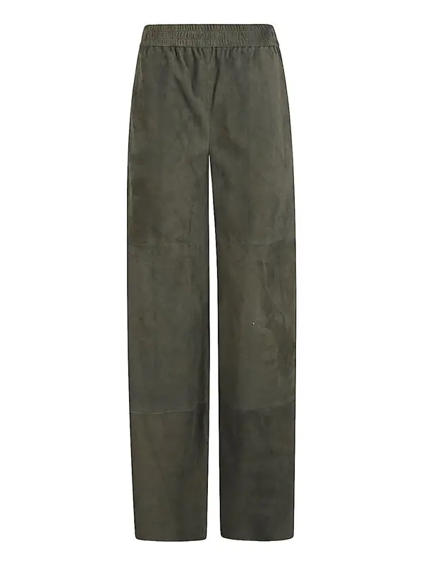VIA MASINI 80 Suede Leather Trousers - Green