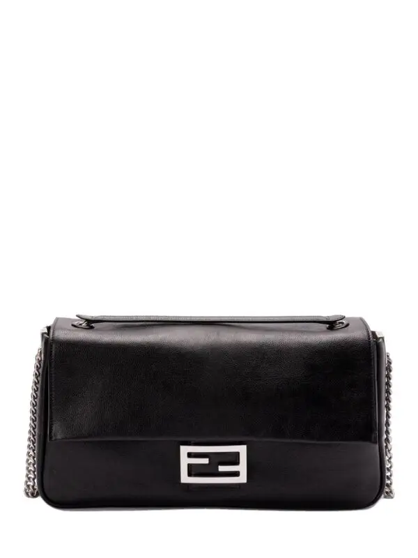 Fendi Baguette Large Leather Shoulder Bag - Black