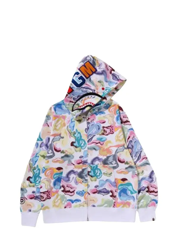 A BATHING APE Art Camo Shark Full Zip Hoodie - White