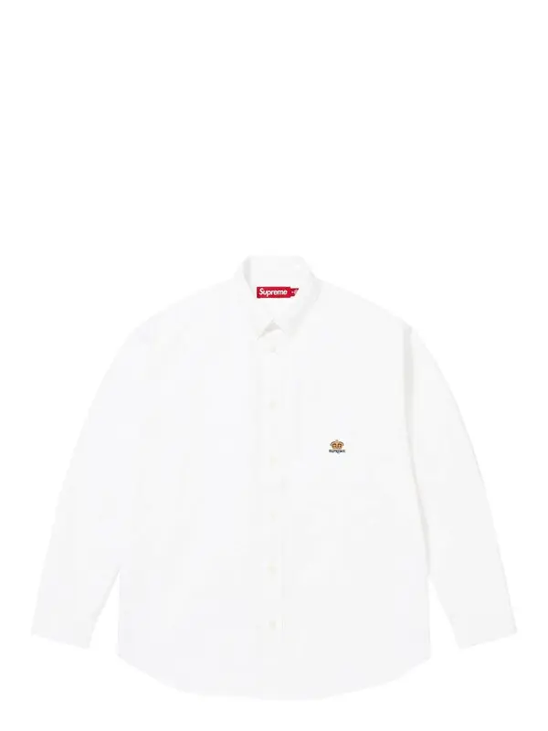 Supreme Loose Fit Flannel Oxford Shirt - White