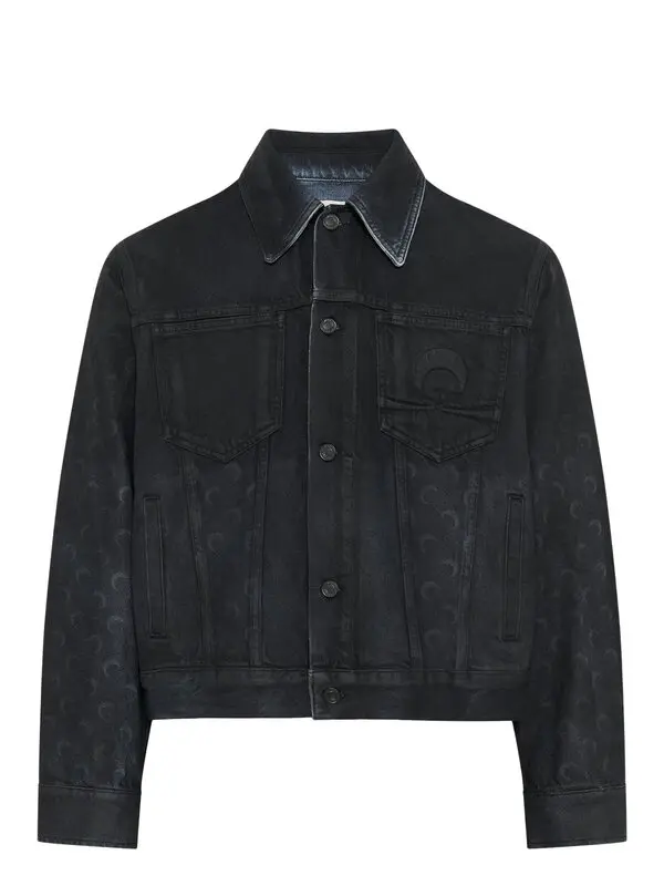MARINE SERRE Moon Waxed Denim Jacket - Black