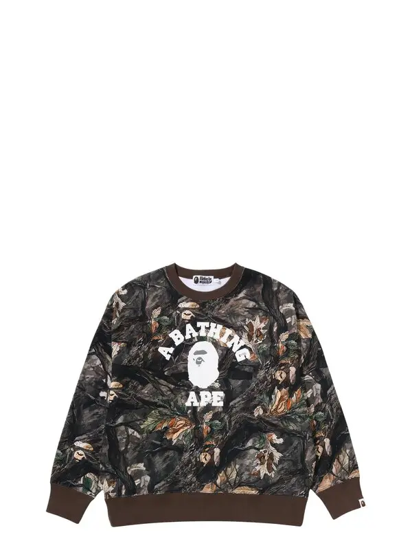 A BATHING APE Tree Edge Camo College Relaxed Fit Crewneck Sweatshirt - Brown