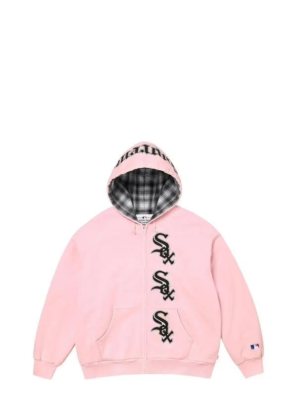 Supreme X Chicago White Sox Zip Up Hooded Sweatshirt - Pink