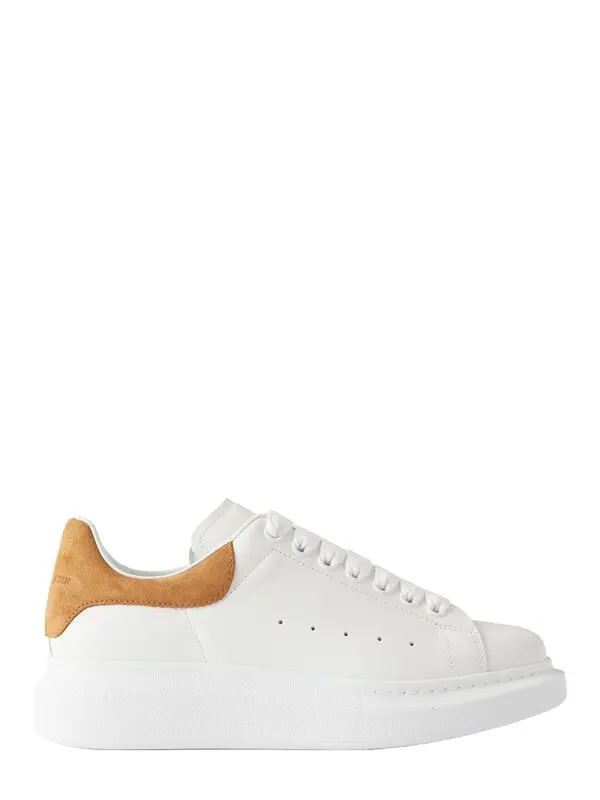 Alexander McQueen Suede-trimmed Leather Sneakers With Exaggerated Sole - White