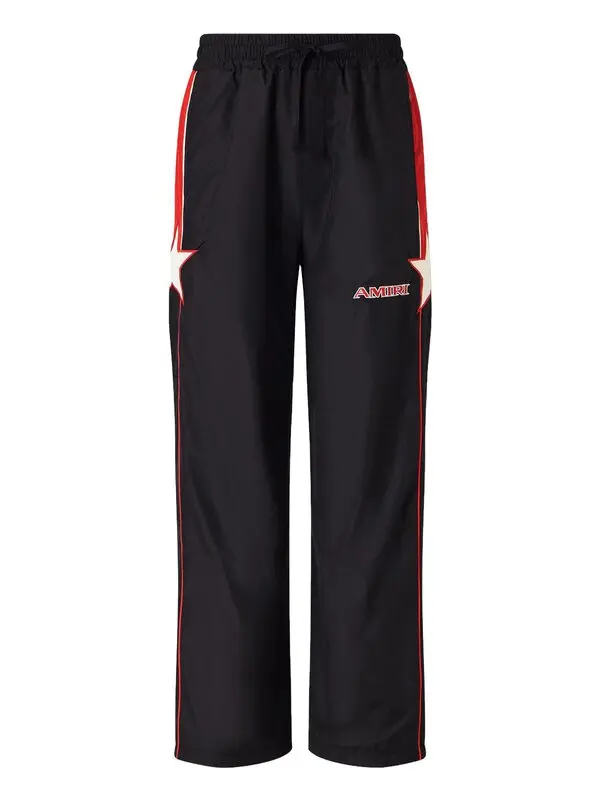Amiri Straight-leg Logo-embroidered Striped Shell Sweatpants - Black