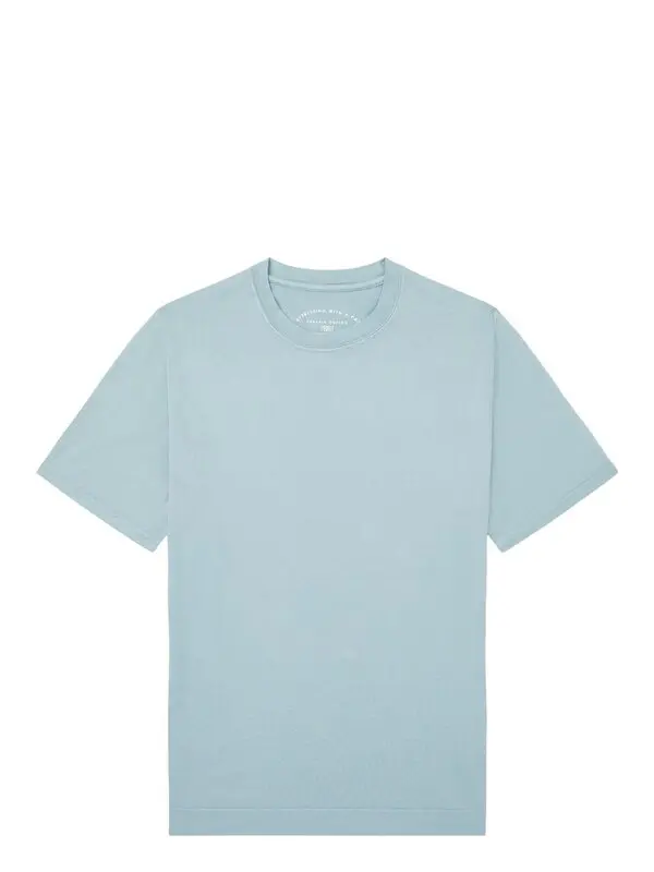 Fedeli Organic Cotton-jersey T-shirt - Blue