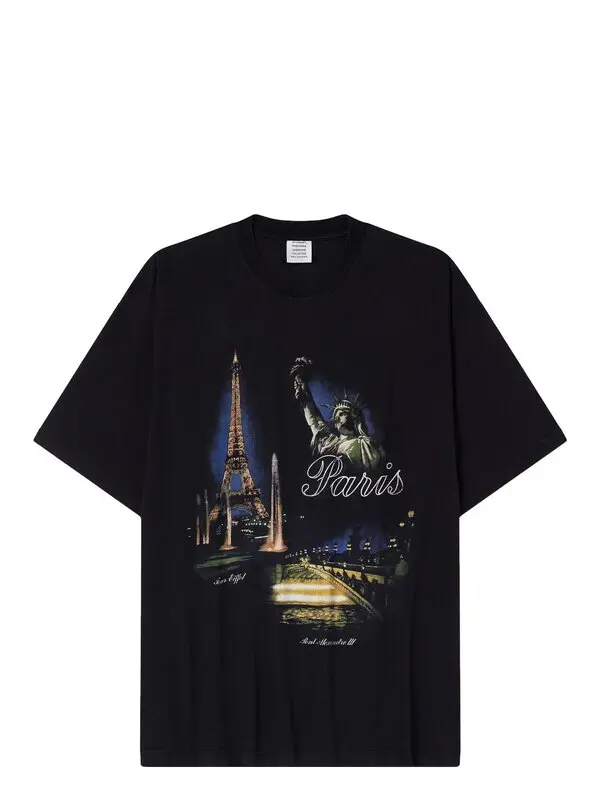 Vetements Paris Tourist Printed Cotton-jersey T-shirt - Black