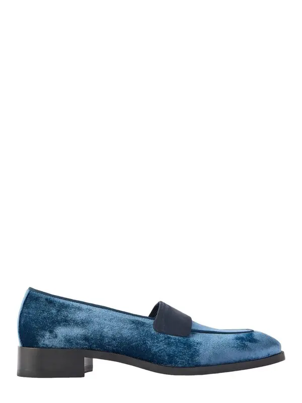CHRISTIAN LOUBOUTIN O Louvre Grosgrain-trimmed Velvet Loafers - Blue