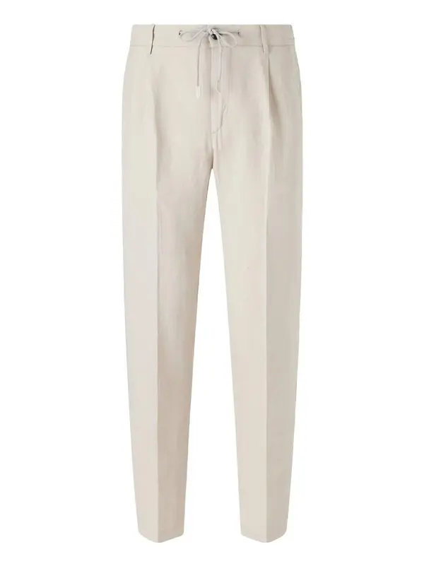 Eleventy Straight-leg Lyocell And Linen-blend Trousers - Neutrals