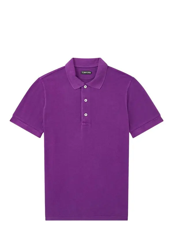 TOM FORD Slim-fit Lyocell And Cotton-blend Piqué Polo Shirt - Purple