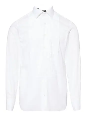 TOM FORD Classic Pleated Cotton Evening Shirt - Optical White