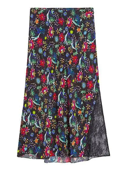 Zadig&Voltaire Floral-print Woven Maxi Skirt - Encre