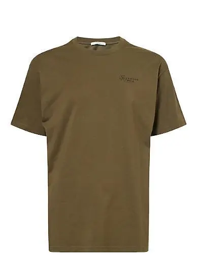 Givenchy Brand-print Crewneck Cotton-jersey T-shirt - Khaki