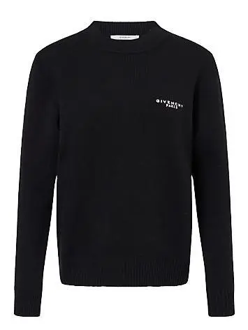 Givenchy Logo-embroidered Wool And Cashmere-blend Jumper - Black