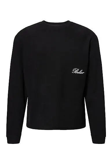 BELIER Logo-embroidered Waffle-knit Woven T-shirt - Black