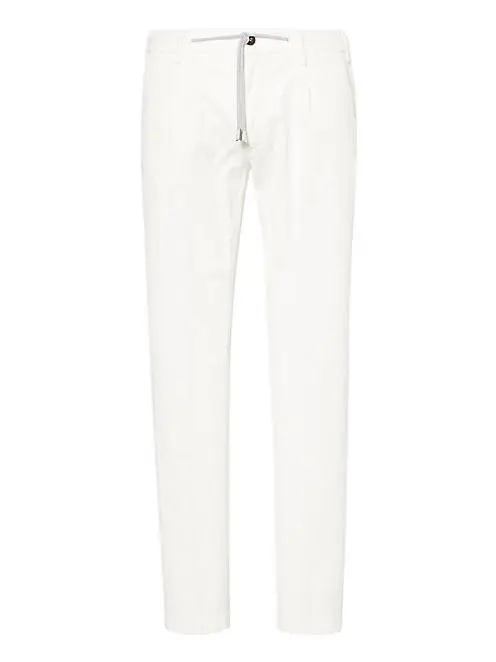 Eleventy Tapered-leg Cotton-blend Trousers - White