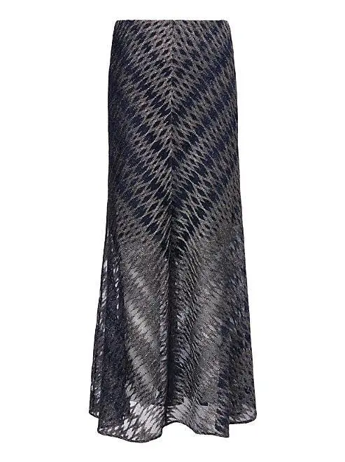 Missoni Chevron Metallic-knit Maxi Skirt - Blue
