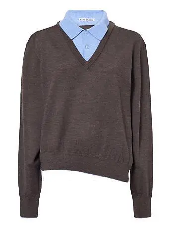 Acne Studios Kascha Layered Wool Jumper - Brown Blue
