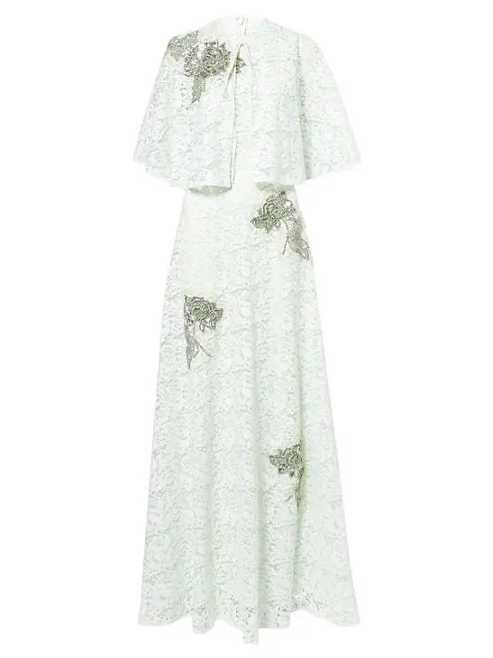 Huishan Zhang Finley Lace-embroidered Gown - Mint