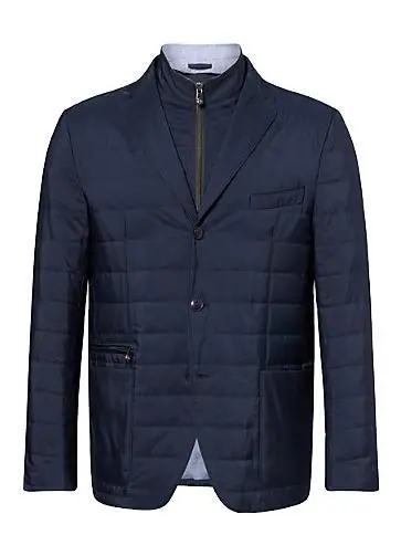 Corneliani Zipped-insert Quilted Woven Blazer - Navy Blue