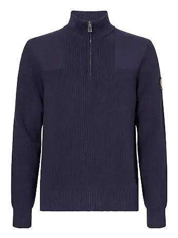 Belstaff Commander Quarter-zip Cotton Jumper - Dark Ink