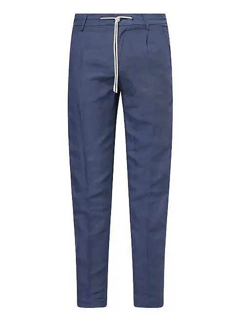 Eleventy Slim-leg Linen-blend Jogger Trousers - Blue