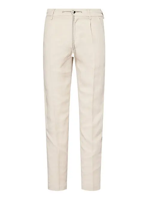 Eleventy Slim-leg Linen-blend Jogger Trousers - Sand