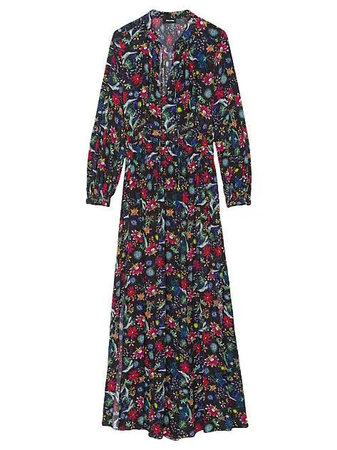 Zadig&Voltaire Floral-print Woven Maxi Dress - Encre