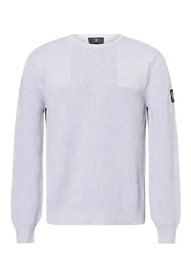 Belstaff Commander Rib-knit Cotton Jumper - Old Silver Heather