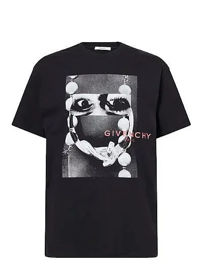 Givenchy Graphic-print Crewneck Cotton-jersey T-shirt - Black